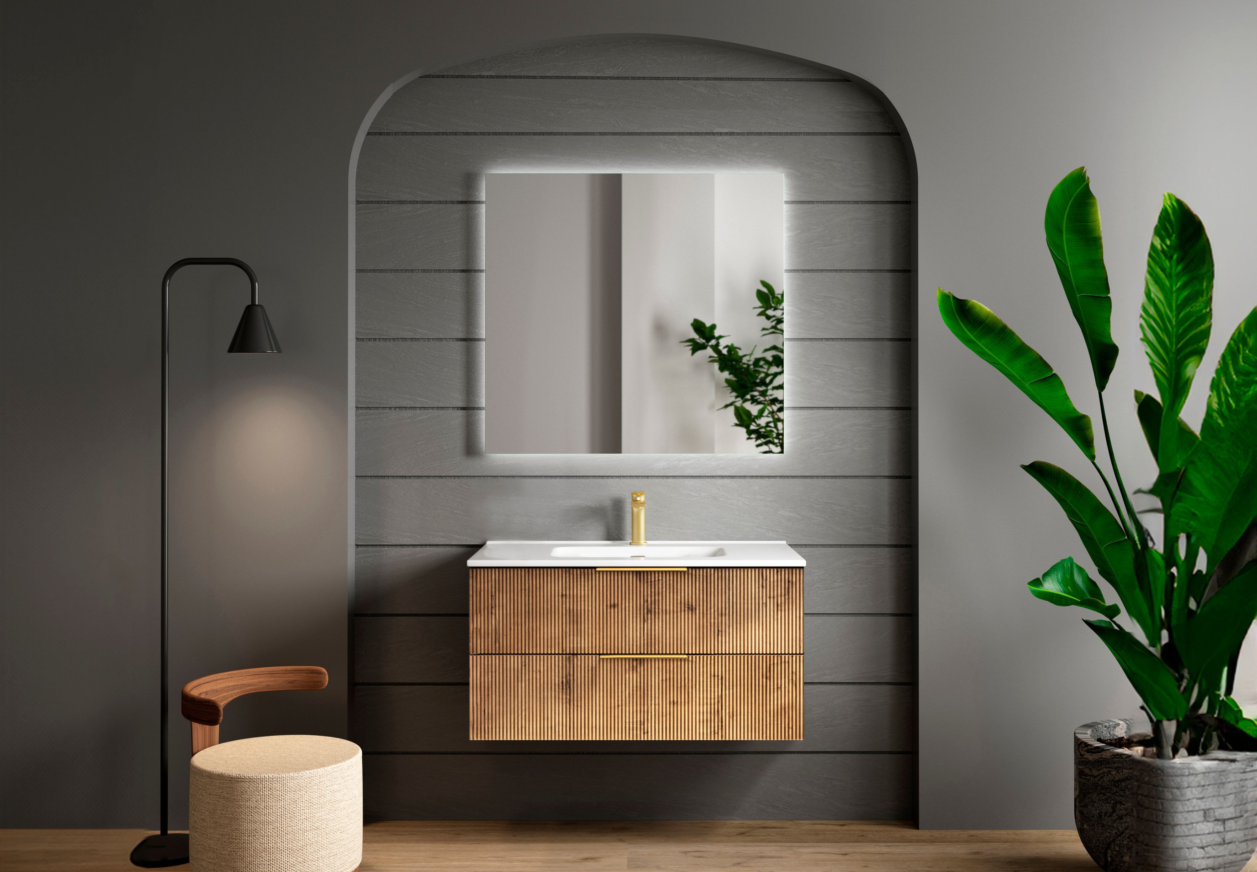 Conjunto de mueble de baño Soho Bruntec , 2 cajones, suspendido ...